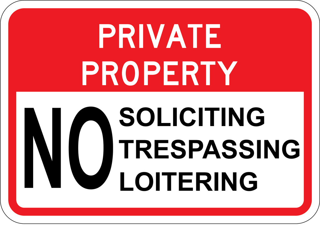 No Soliciting - Trespassing - Loitering – Sign Wise